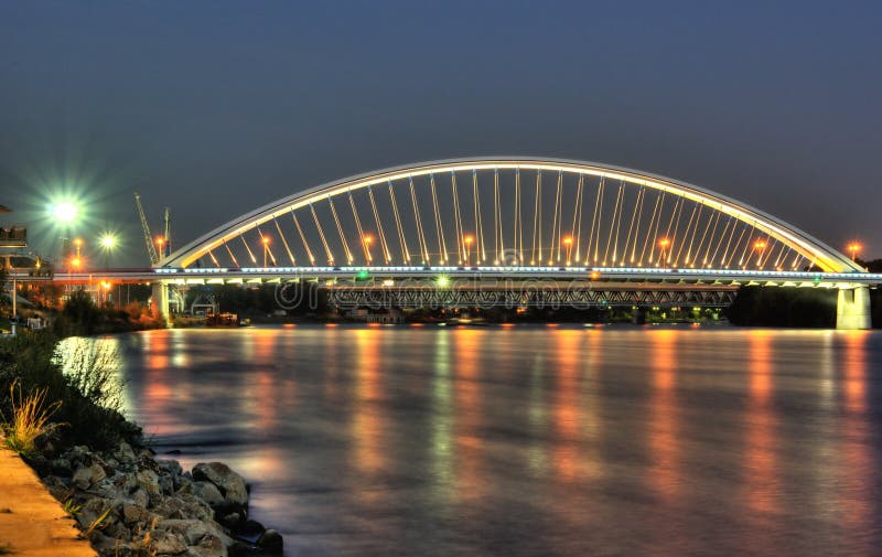 Apollo Bridge in the Evening Stock Photo - Image of slovakia, apollo ...