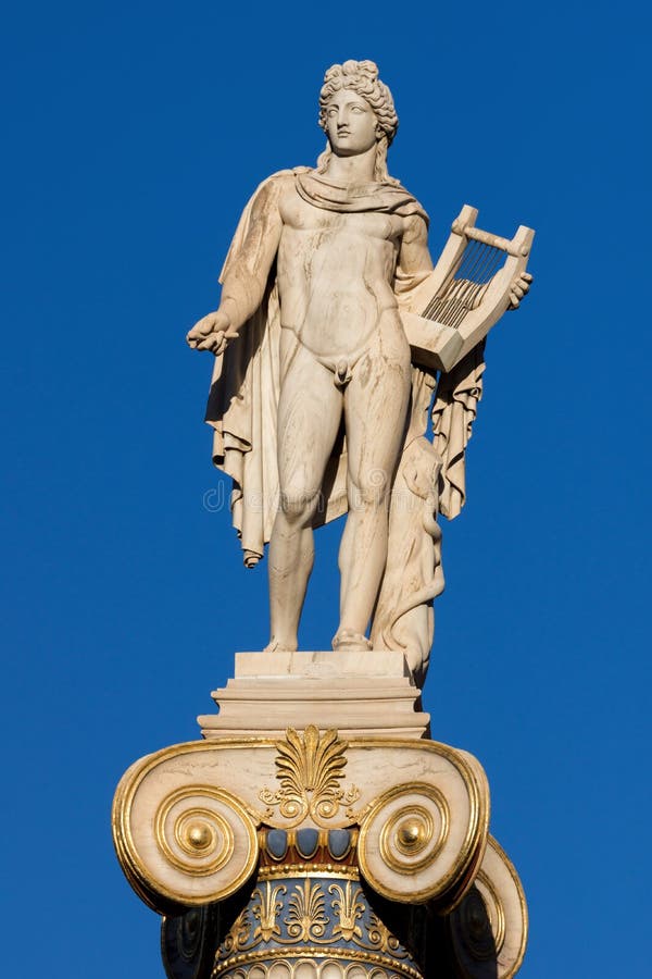 Apollo Statue in Front of Academy of Athens, Greece Stock Photo - Image ...