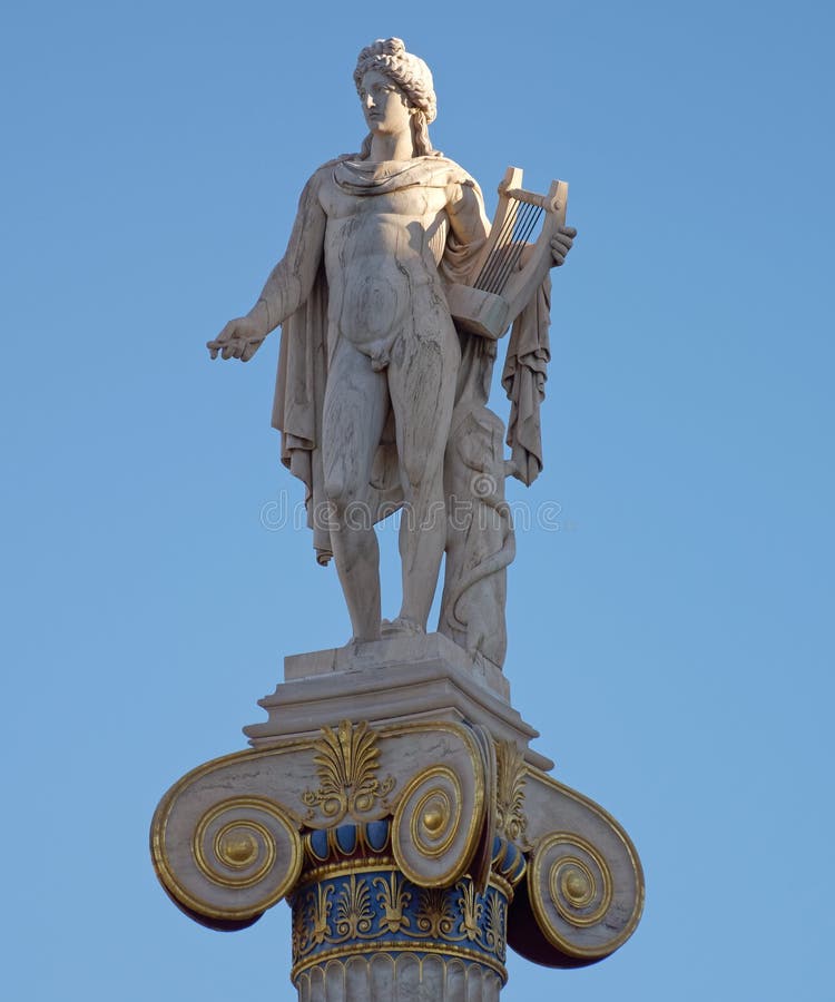 Apollo Statue with His Face Illuminated by Sun Rays on Blue Sky ...