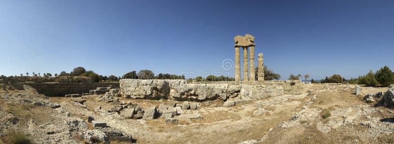 Apollo Temple at the Acropolis of Rhodes Stock Photo - Image of greek ...