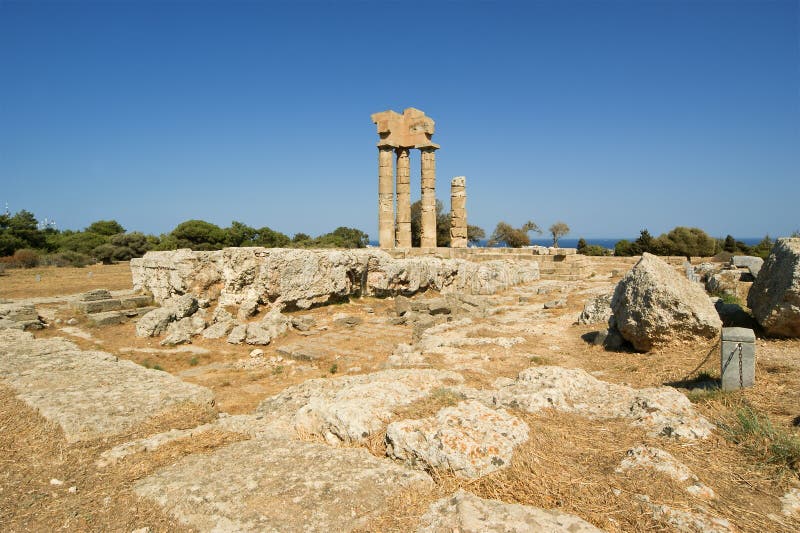 Apollo Temple at the Acropolis of Rhodes, Greece Stock Photo - Image of ...