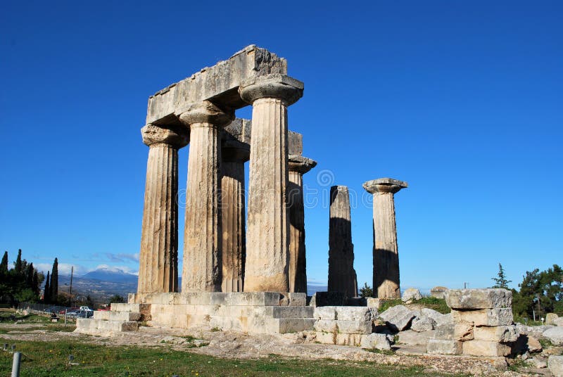 The Apollo Temple in Corinth Stock Photo - Image of greek, hellenic ...