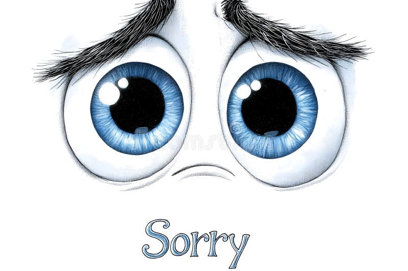 Apologetic Blue Eyes Illustration with "Sorry Stock Illustration ...