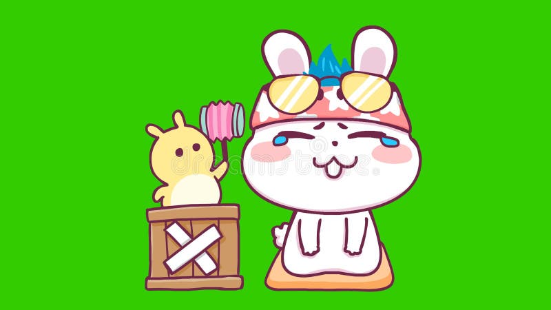 Apologizing Rabbit Animation - Green Screen Stock Footage - Video of ...