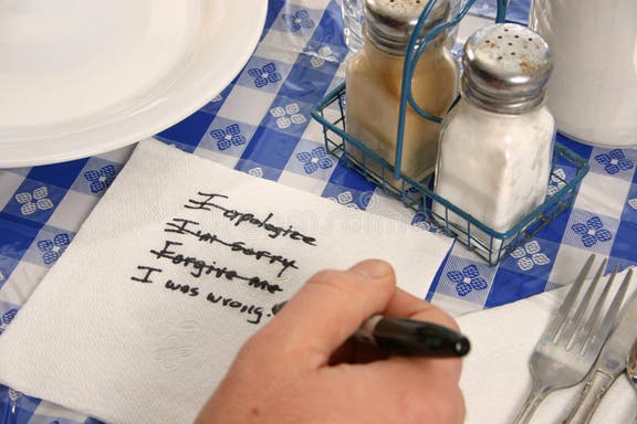 Apology on a napkin stock photo. Image of relationships - 1686818