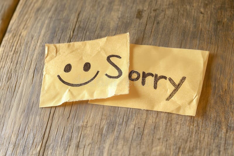 Apology Notes Placed on a Wooden Surface with a Smiley Face ...