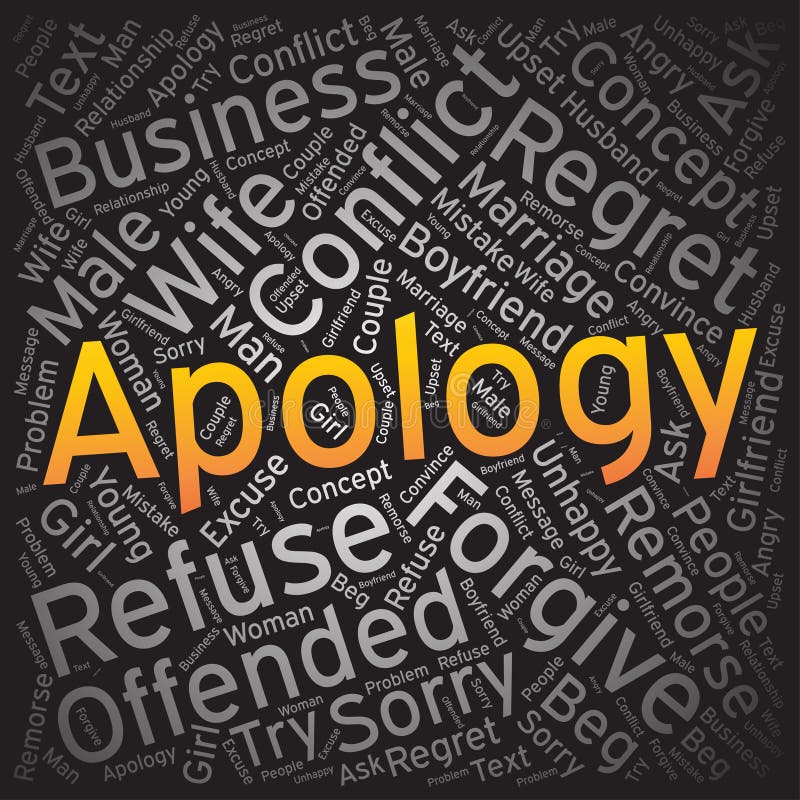 Apology Word Cloud Art Detailed Vector Stock Illustration ...