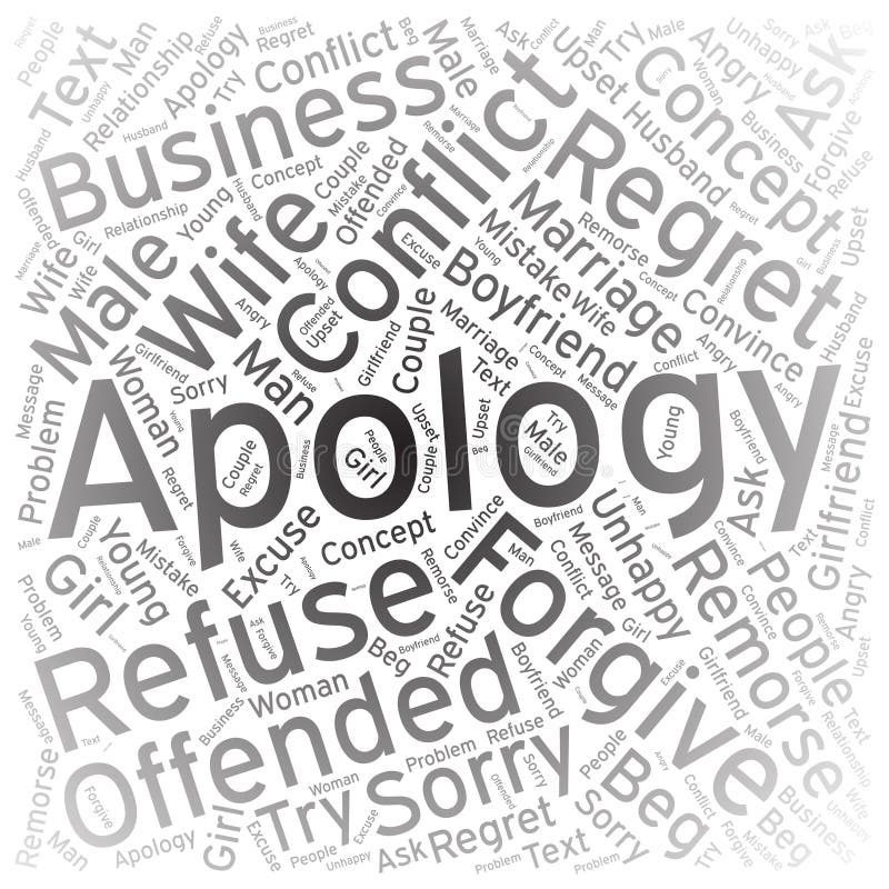 Apology Word Cloud Art Detailed Vector Stock Illustration ...