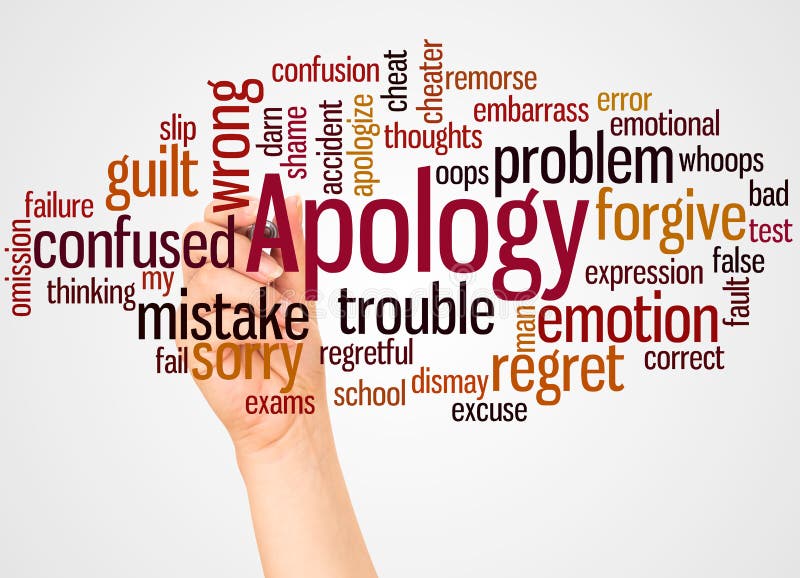 Apology word cloud stock vector. Illustration of pardon - 223882842