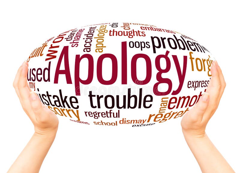 Apology Word Cloud Hand Sphere Concept Stock Illustration ...