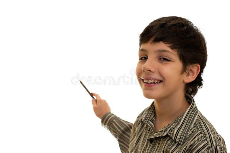 Apontando o menino foto de stock. Imagem de caucasiano - 12326400