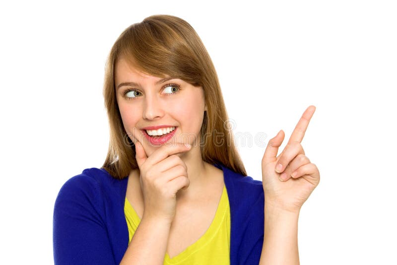 Apontar da menina imagem de stock. Imagem de felicidade - 16810373
