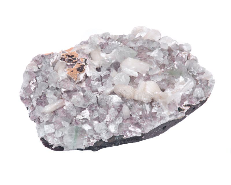 Apophyllite Crystals With Stilbite Clusters On Matrix Stock Photo ...