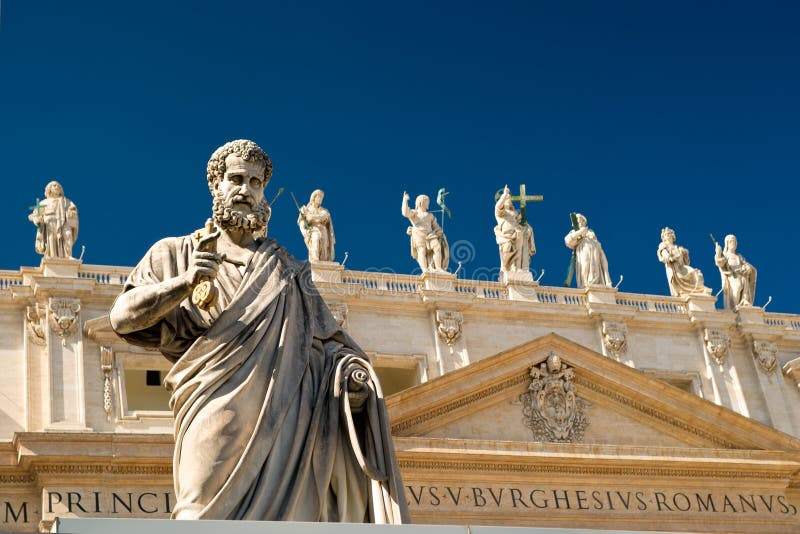 Statue of Apostle Peter in Front of St Peter`s Basilica, Rome, Italy ...