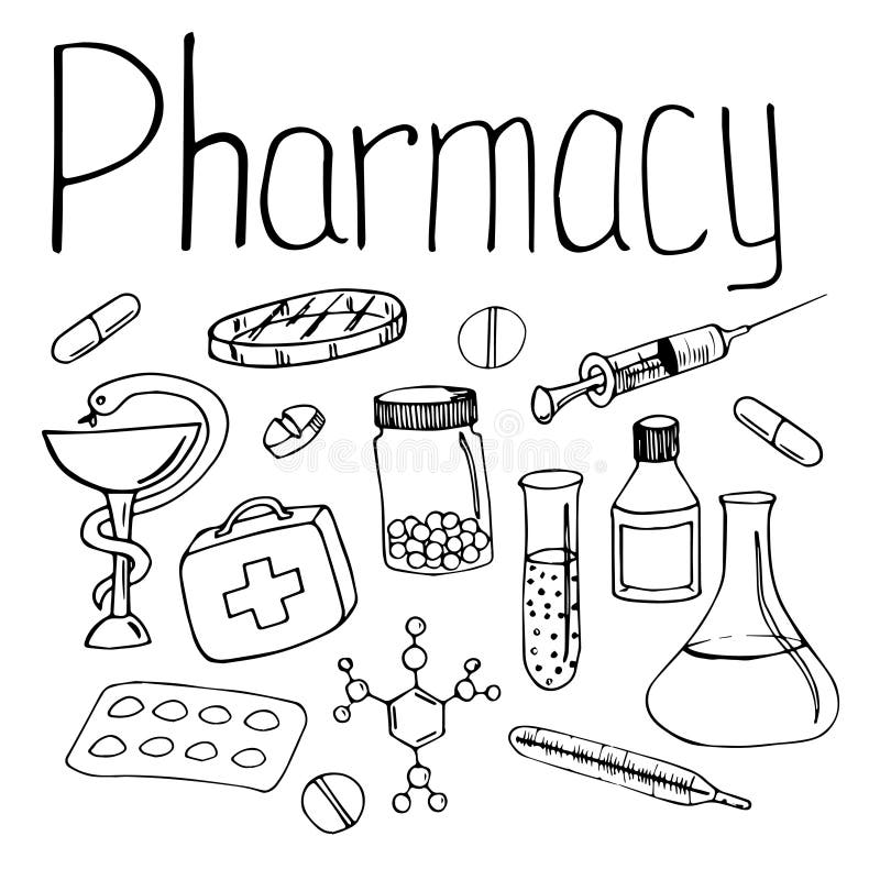 Medizin, Dosierungsformlinie Ikonen Apothekenmedikamente, Tablette ...