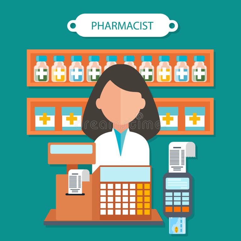 Apotheker Concept Flat Design Vektor Abbildung - Illustration von ...