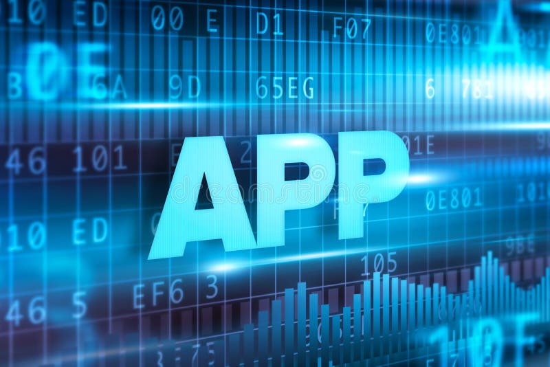 App Abstract Concept Blue Text Blue Background Stock Photo - Image of ...