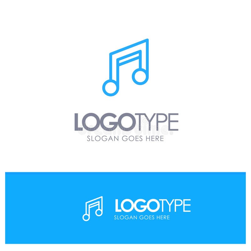 App, Basic, Design, Mobile, Music Blue OutLine Logo with Place for ...