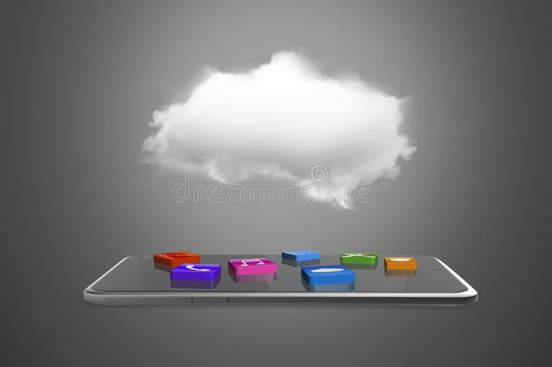 App Blocks on Smart Tablet with Cloud Stock Image - Image of device ...