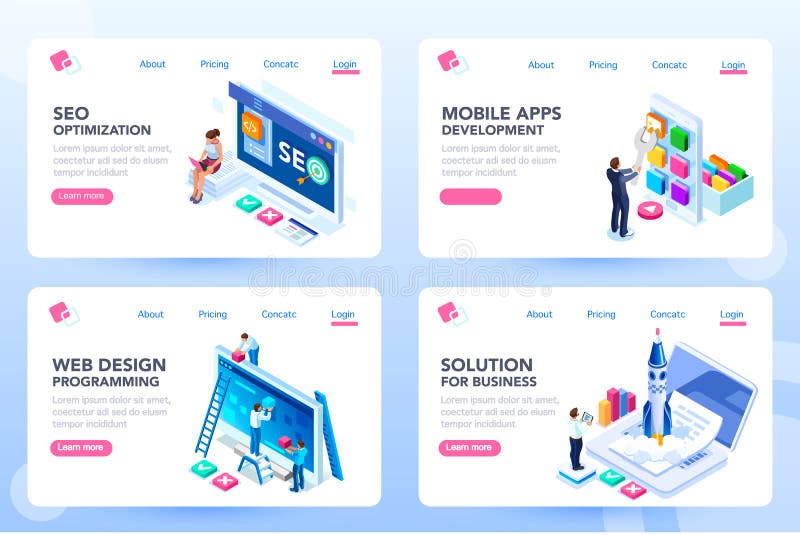 Menu for Homepage Set of Templates Stock Vector - Illustration of ...