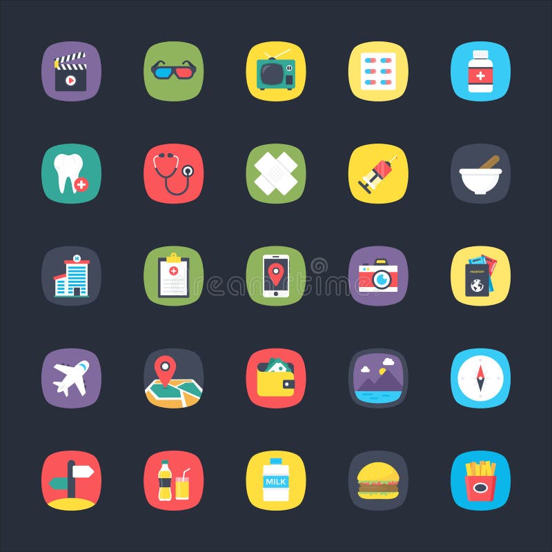 App Colored Icons Set stock illustration. Illustration of french ...