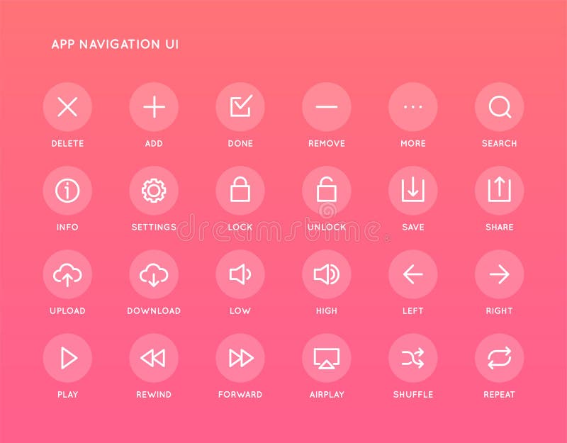 App Control System User Interface UI Vector Icon Set. High Quality ...