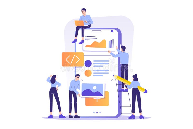 App Design And Development Concept Developers Team Creating Or Programming An Application For