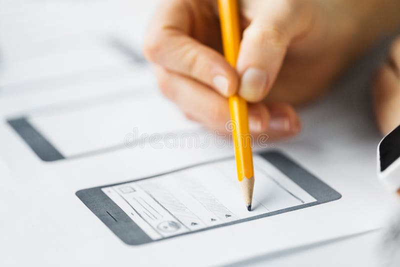 Web Designer Hand Creating User Interface Layout Stock Photo - Image of ...
