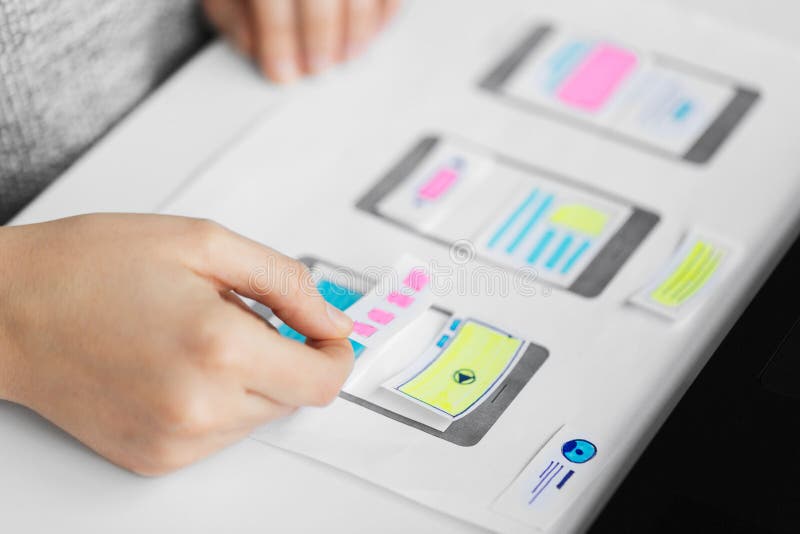 Web Designer Working on User Interface Wireframe Stock Image - Image of ...