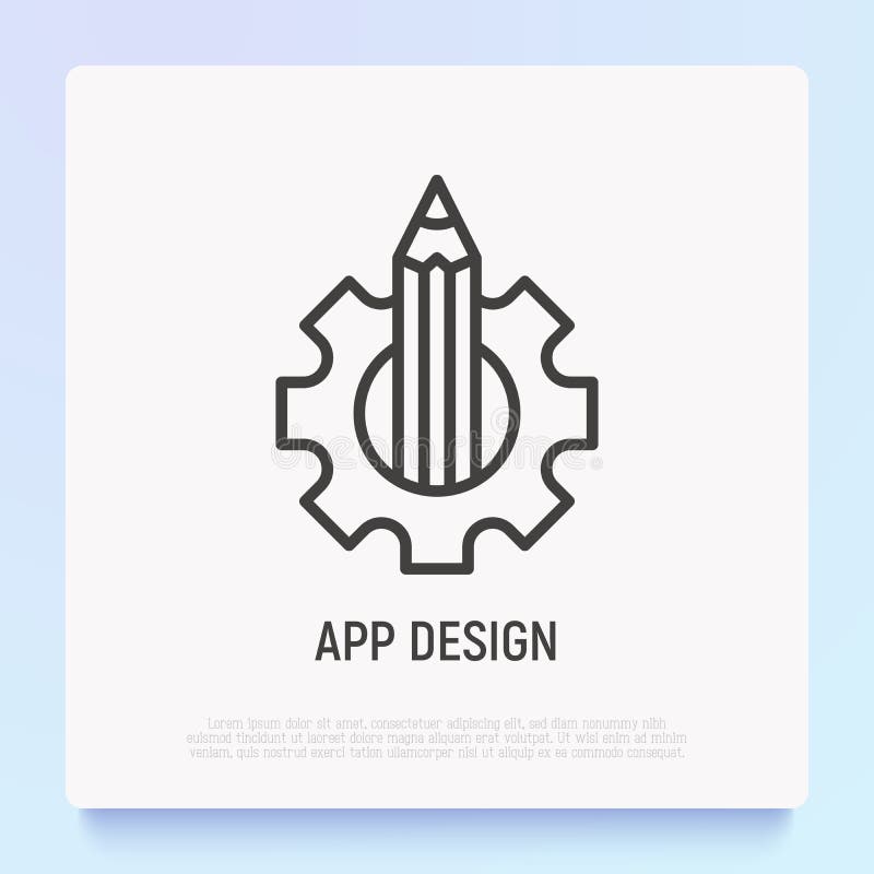 App Design Thin Line Icon: Pencil and Wheel. Modern Vector Illustration ...