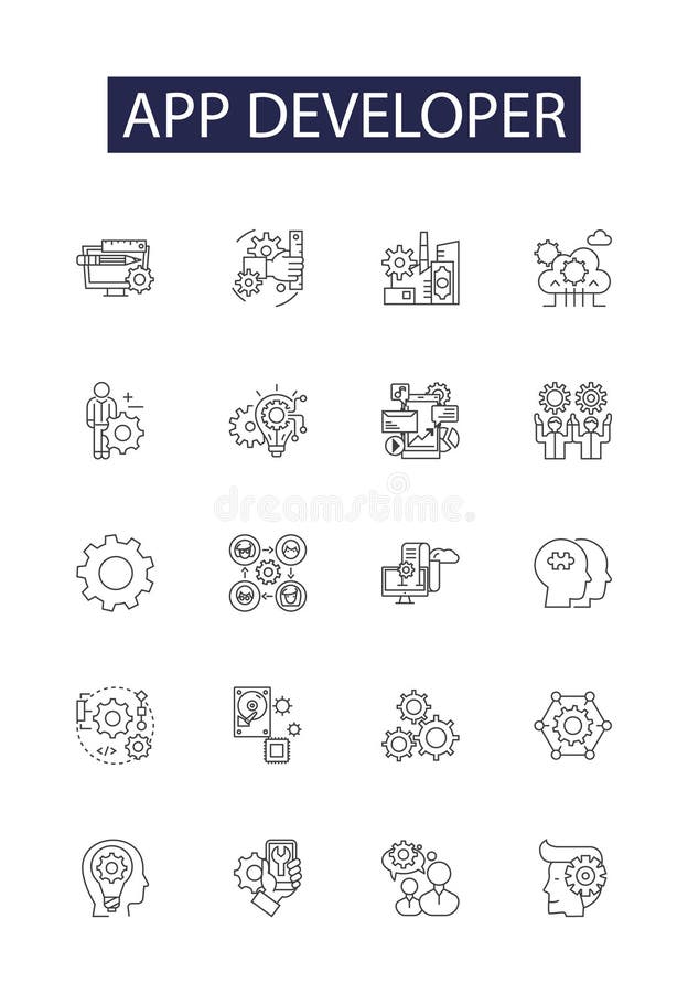 App Developer Line Vector Icons And Signs Developer Software Programmer Coder Designer