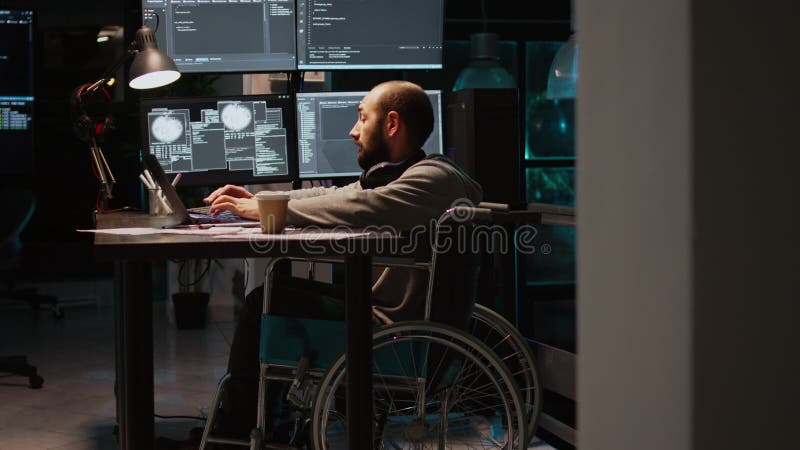 App Developer With Physical Disability Working On It Software Coding