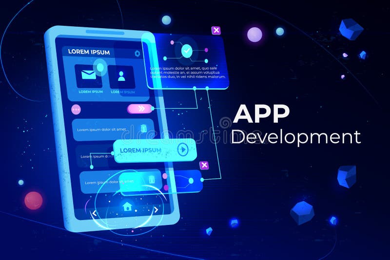 Application Development Banner Stock Vector Illustration Of Mobile Program 155165260