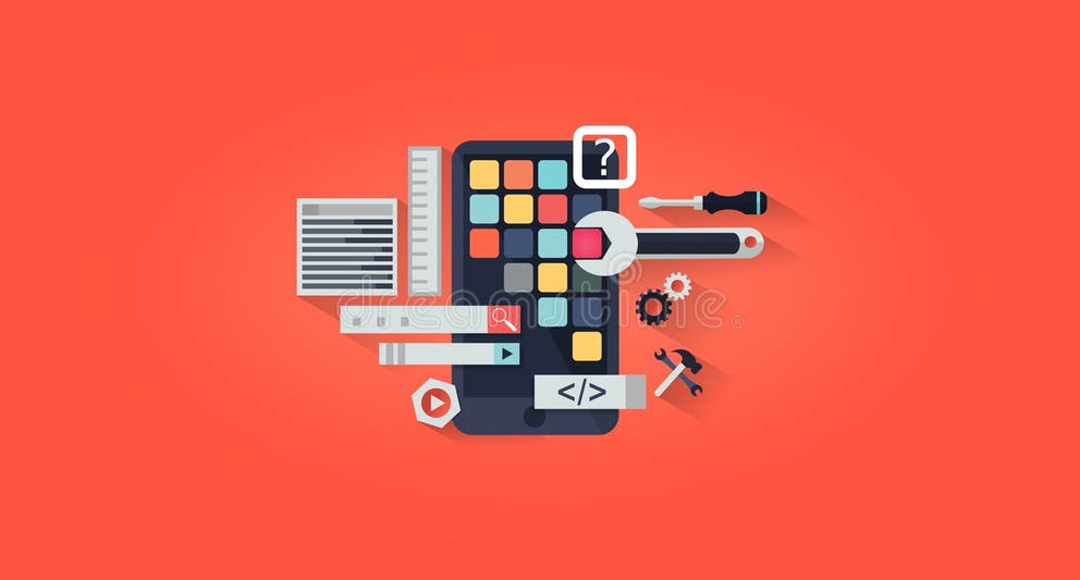 App Development and App Design for Mobiles Devices Stock Illustration ...