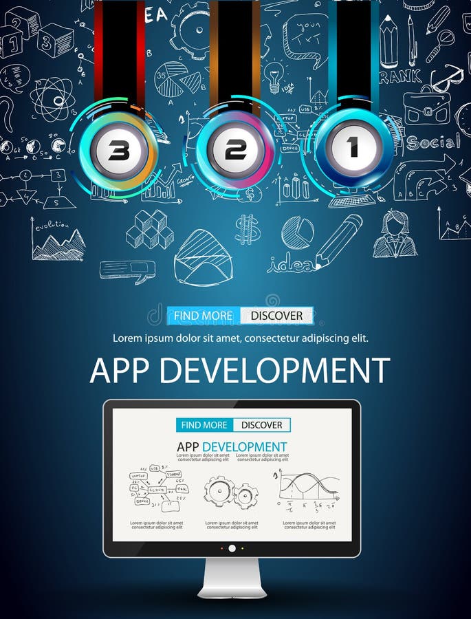 App Development Concept Background with Doodle Design Style Stock ...