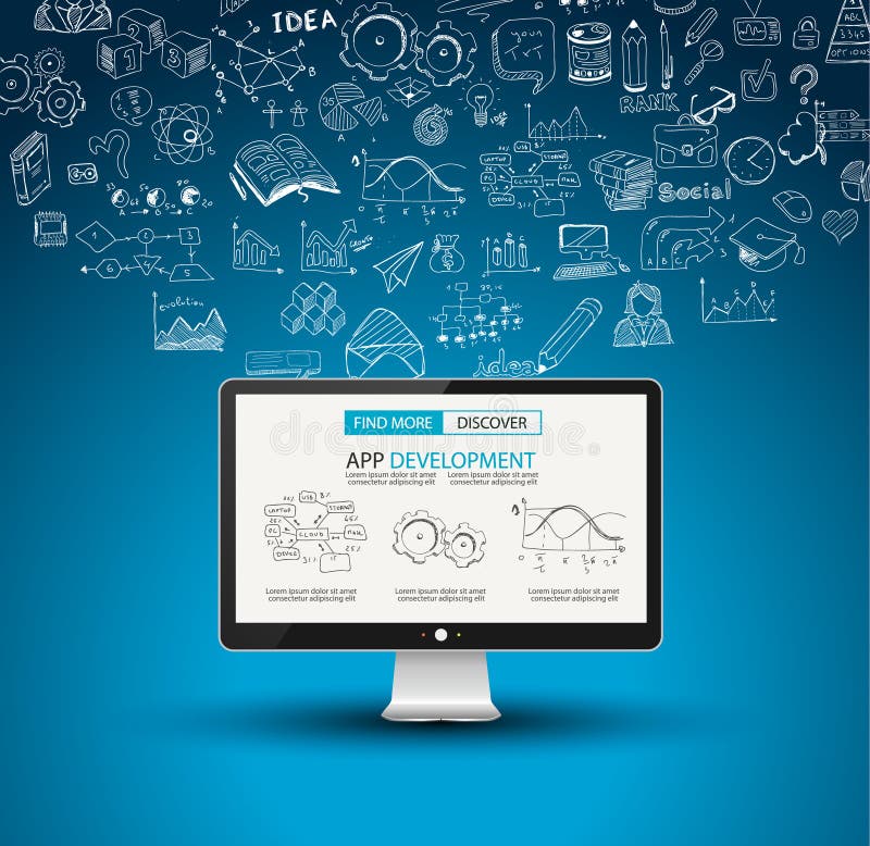 App Development Concept Background with Doodle Design Style Stock ...