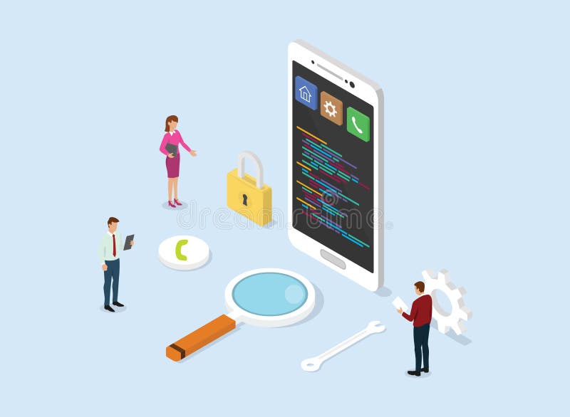 App Development Concept Business with Smartphone and Programming Script ...