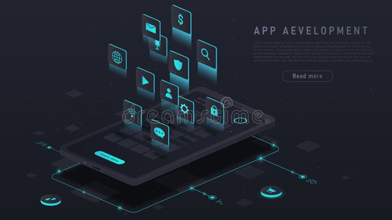 App development concept stock vector. Illustration of interface - 258350614