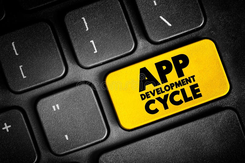 App Development Cycle Text Concept Button on Keyboard for Presentations ...