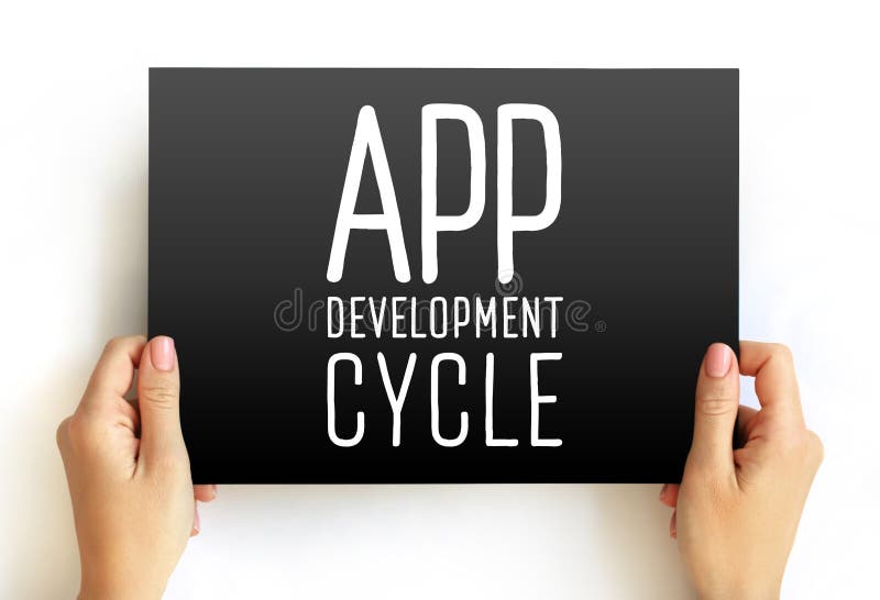 App Development Cycle Text Concept on Card for Presentations and ...