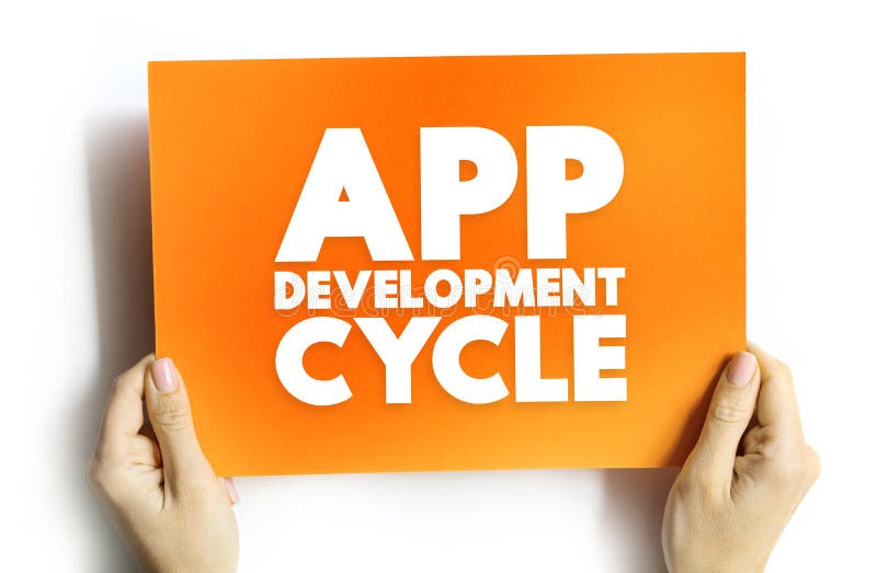 App Development Cycle Text Concept on Card for Presentations and ...