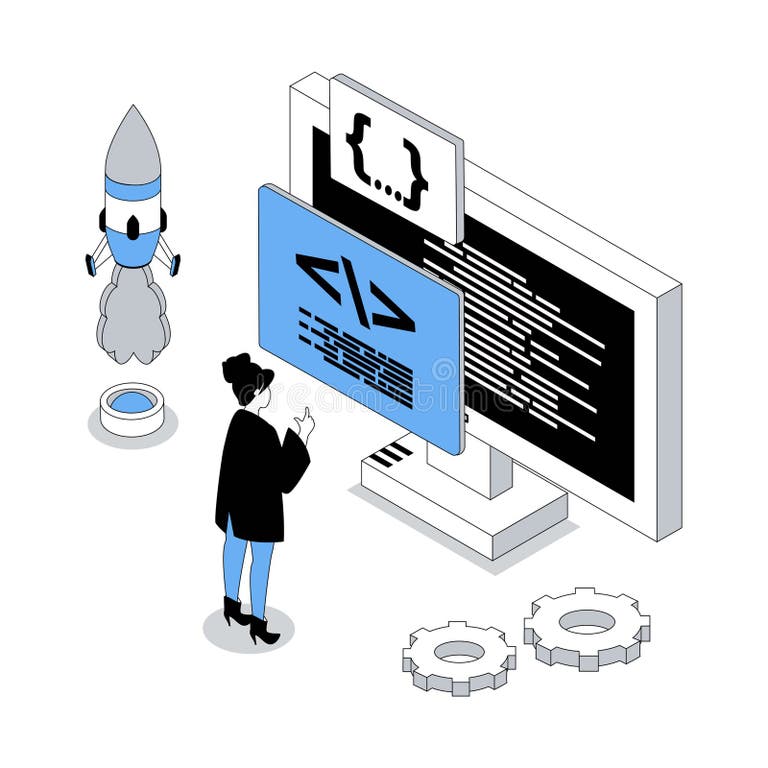 App Development 3d Isometric Concept with Isometry People Design for ...