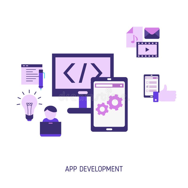 App Development and Design Concept Stock Vector - Illustration of ...