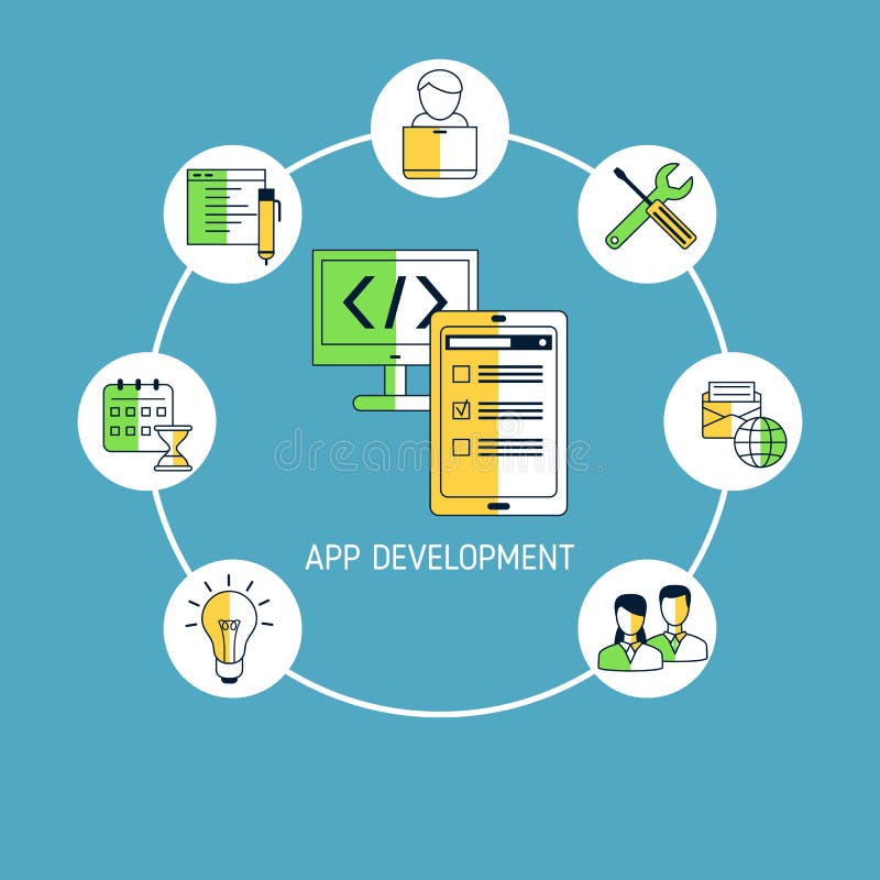App Development and Design Concept Stock Vector - Illustration of ...