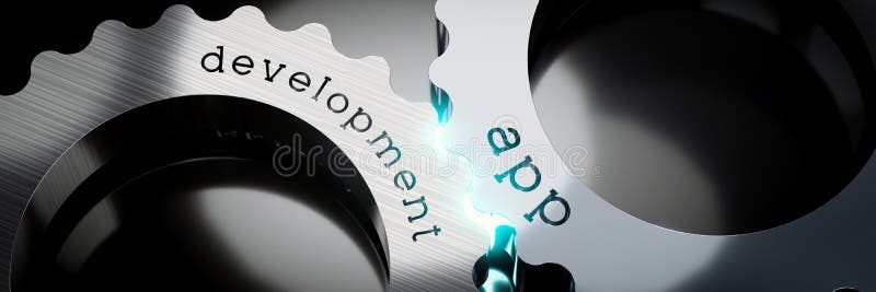 App Development - Gears Concept - 3D Illustration Stock Image - Image ...