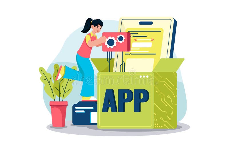 App Development Illustration Concept on White Background Stock Vector ...