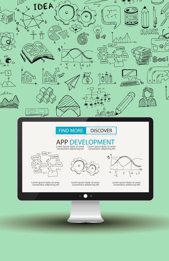 App Development Infpgraphic Concept Background with Doodle Design Stock ...