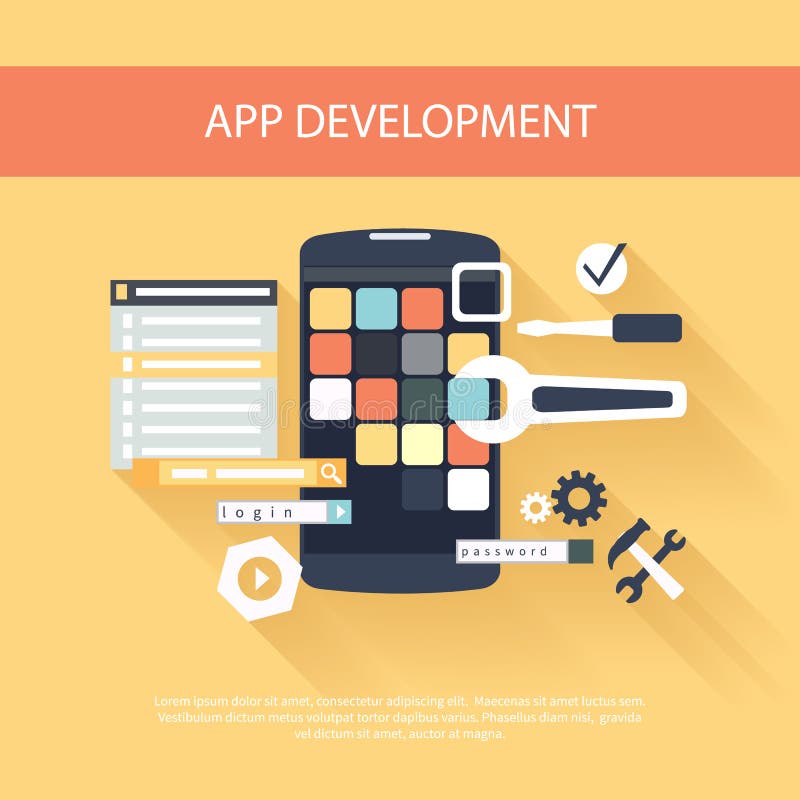 App Development Concept Banner Stock Vector - Illustration of mobile ...