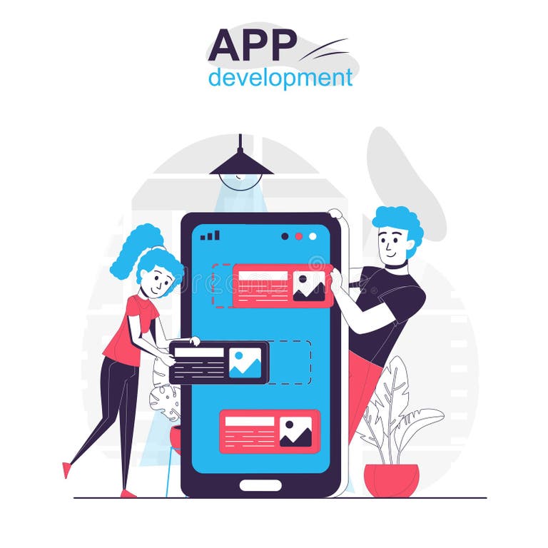 App Development Isolated Cartoon Concept. Developers Team Creates Ui ...