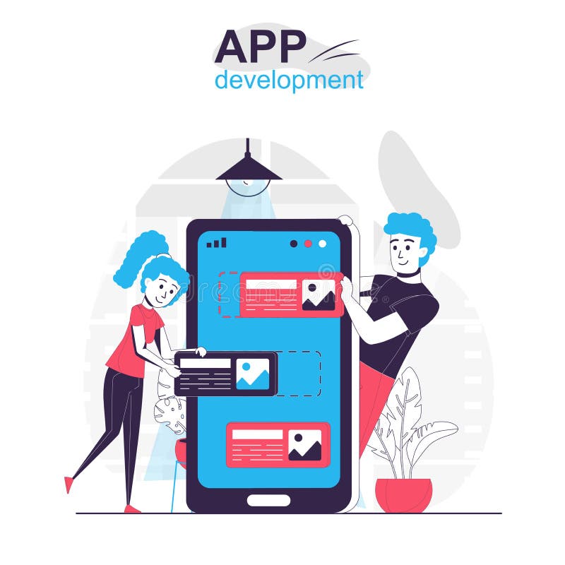 App Development Isolated Cartoon Concept. Stock Vector - Illustration ...